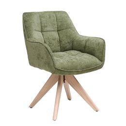 Livetastic Armlehnstuhl, Gr&uuml;n, Eiche, Holz, Textil, Eiche, massiv, Drehkreuz, 64x85x62 cm, Sitzfl&auml;che 360&deg; drehbar, Esszimmer, St&uuml;hle, Esszimmerst&uuml;hle, Armlehnenst&uuml;hle