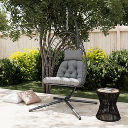 Ambia Garden H&auml;ngesessel, Grau, Metall, Textil, F&uuml;llung: Polyester, 126x195x104 cm, UV-best&auml;ndig, R&uuml;ckenlehne umklappbar, Gartenm&ouml;bel, H&auml;ngesessel