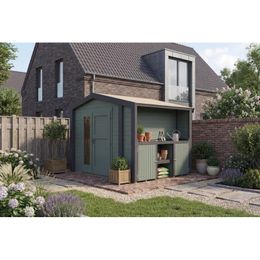 Weka Gartenhaus &raquo;Killarney&laquo; Doppelt&uuml;r, 1 1/2 Seite mit Fenster, inkl. Pflanztisch gr&uuml;n Massivholz ohne Fu&szlig;boden, ohne Dacheindeckung