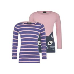 Kidsworld M&auml;dchen Kidsworld Langarmshirt &raquo;f&uuml;r kleine M&auml;dchen&laquo; 2er-Pack, 2 Stk. Langarm, l&auml;ssige Passform blau 104/110