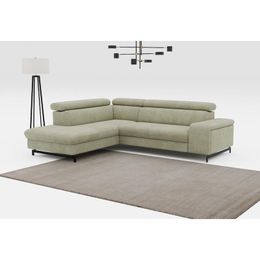 COTTA Ecksofa &raquo;Emma L-Form, B: 262 cm&laquo; mit Kopfteilverstellung, optional Schlaffunktion & Bettkasten gr&uuml;n B/H/T: 262cm x 97cm x 215cm, Struktur weich,