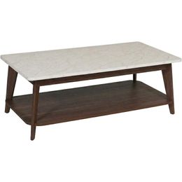 Jahnke Couchtisch &raquo;SIXTY COFFEE&laquo; Couchtisch, 2 Ebenen, Skandi, Walnuss-Optik&Marmor-Look, Breite:110 cm B/H/T: 110cm x 40,3cm x 55cm