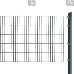 Arvotec Doppelstabmattenzaun &raquo;EXCLUSIVE 103 zum Einbetonieren&laquo; Zaunh&ouml;he 103 cm, Zaunl&auml;nge 2 - 60 m grau Kunststoff, Stahl H/L: 103cm x 32m, Pfosten: 17 Stk.