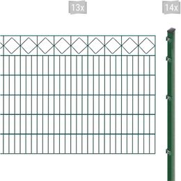 Arvotec Doppelstabmattenzaun &raquo;EXCLUSIVE 120 zum Einbetonieren "Karo" mit Zierleiste&laquo; Zaunh&ouml;he 120 cm, Zaunl&auml;nge 2 - 60 m gr&uuml;n Kunststoff, Stahl H/L: 120cm x 