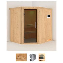 Karibu Sauna &raquo;Siirin&laquo; Set, 9 KW-Bio-Ofen mit externer Steuerung beige Bio-Kombiofen, externe Steuerung, 9 kW