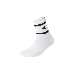 Champion Herren Socken Packung, 3 Paar tlg. 3er-Pack, mit Logoschriftzug, unifarben-geringelte Optik wei&szlig; 39-42