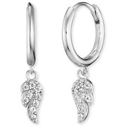 Engelsrufer Damen Paar Creolen &raquo;Flying Wings&laquo; mit Zirkonia (synth.) silber 14mm, Silber 925 (Sterlingsilber)