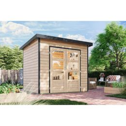 Karibu Gartenhaus &raquo;Plutino 2, in verschiedenen Farben&laquo; braun Massivholz ohne Fu&szlig;boden, Blechdach