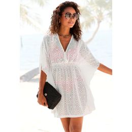 Lascana Damen Lascana Longbluse aus Lochspitze, lockeres Blusenkleid, Tunika wei&szlig; 46
