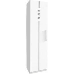 Priess Kleiderschrank 1-bis 5-t&uuml;rig, mit silberfarbigen Applikationen wei&szlig; Holzwerkstoff B/H/T: 48cm x 193cm x 54cm, T&uuml;ren: 1 Stk.