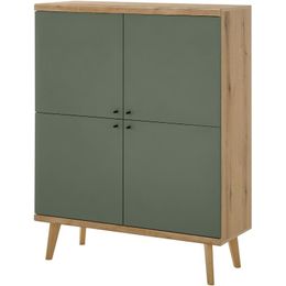 Home Affaire Highboard &raquo;MAVAS&laquo; in moderner Trendfarbe, Griffe aus Metall (Schwarz), H&ouml;he 134 cm gr&uuml;n B/H/T: 107cm x 134cm x 40cm, 4 Stk.