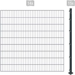 Arvotec Einstabmattenzaun &raquo;ESSENTIAL 180 zum Einbetonieren&laquo; Zaunh&ouml;he 180 cm, Zaunl&auml;nge 2 - 60 m grau Kunststoff, Stahl H/L: 180cm x 28m, Pfosten: 15 Stk.