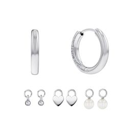Calvin Klein Damen Ohrring-Set &raquo;Multipack Schmuck Ohrrschmuck Ohrringe Schmuckset Huggie&laquo; mit Glasstein - mit Glasperle silber 6mm, Edelstahl Perlen