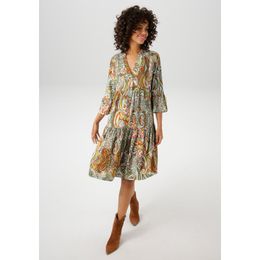 Aniston Casual Damen Aniston CASUAL Tunikakleid mit farbharmonischem, gro&szlig;fl&auml;chigen Paisley-Muster bunt 40, N-Gr