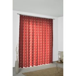 WIRTH Vorhang &raquo;FELINO&laquo; Kr&auml;uselband 1 Stk. tlg. rot Jacquard, Baumwolle, Polyester 145cm, Kr&auml;uselband, 132cm