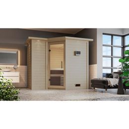 Karibu Sauna &raquo;Sanna 2&laquo; Set, Ofen 9 kW integr. Strg beige Saunaofen, integrierte Steuerung, 9 kW