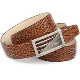 Anthoni Crown Herren Lederg&uuml;rtel Lederg&uuml;rtel mit Flechtmuster braun 90