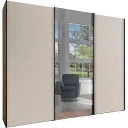 Wiemann Schwebet&uuml;renschrank &raquo;Monaco&laquo; hochwertige Beschl&auml;ge braun Holzwerkstoff, Kristallglas Bianco-Eiche-Nachbildung, B/H/T: 246,3cm x 236cm x 67cm, 
