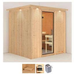 Karibu Sauna &raquo;Sodin&laquo; Set, Ofen 9 kW integr. Strg beige Saunaofen, integrierte Steuerung, 9 kW