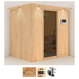Karibu Sauna &raquo;Finja&laquo; Set, Ofen 3,6 kW externe Strg.easy beige Saunaofen, externe Steuerung, 3,6 kW