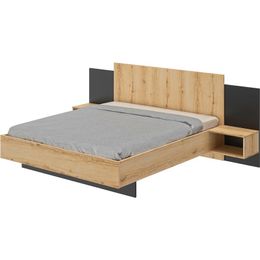Bett &raquo;Mimizan&laquo; mit 2 Nachttischen braun Liegefl&auml;che L&auml;nge B: 200cm x 160cm, H&ouml;he Bett: 102cm, ohne Matratze