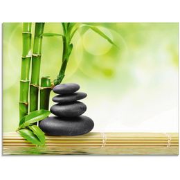 Artland Glasbild &raquo;Spa Konzept Zen Basaltsteine&laquo; Zen 1 Stk. tlg. in verschiedenen Gr&ouml;&szlig;en gr&uuml;n B/H/T: 60cm x 45cm, Glasbild Zen, 1 Stk.
