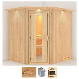 Karibu Sauna &raquo;Stine&laquo; Set, Ofen 9 kW integr. Strg beige Saunaofen, integrierte Steuerung, 9 kW