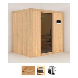 Karibu Sauna &raquo;Finja&laquo; Set, Ofen 3,6 kW externe Strg.easy beige Saunaofen, externe Steuerung, 3,6 kW