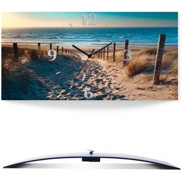 Artland Wanduhr &raquo;Weg zum Nordseestrand Sonnenuntergang&laquo; wahlweise mit Quarz- oder Funkuhrwerk, lautlos ohne Tickger&auml;usche beige B/H/T: 60cm x 30cm x 0,3cm, 