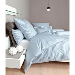 Janine Wendebettw&auml;sche &raquo;modernclassic 3912, 100% Baumwolle&laquo; 3 Stk. mit Rei&szlig;verschluss, Streifen Design blau Mako-Satin, Obermaterial: 100% Baumwolle B/L: 