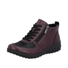 Rieker Damen Sneakerboots High Top Sneaker, Schn&uuml;rboots, Stiefelette mit floralem Muster lila 36