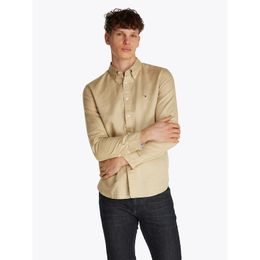 Tommy Hilfiger Herren Langarmhemd &raquo;LINEN BLEND SOLID Regular Fit SHIRT&laquo; mit Button-down-Kragen gr&uuml;n XL (54/56), N-Gr