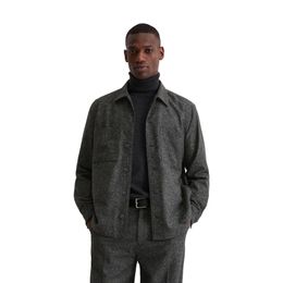 Marc O'Polo Marc O'polo Damen Marc O'Polo Hemdjacke Overshirt aus Woll-Mix, lockere Form, melierte Struktur grau S