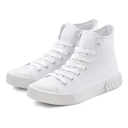 Lascana Damen Lascana Stiefelette aus Textil zum Schn&uuml;ren, High-Sneaker, Schn&uuml;r-Boots wei&szlig; 40