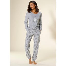 Vivance Dreams By Lascana Damen Vivance Dreams by Lascana Pyjama Set, 2 tlg. mit s&uuml;&szlig;em B&auml;rchen-Druck grau 44/46