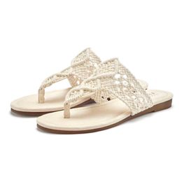 Lascana Damen Lascana Pantolette &raquo;Sommerschuh, Zehentrenner, Sandale, offener Schuh, Mule,&laquo; mit trendiger H&auml;keloptik VEGAN beige 39