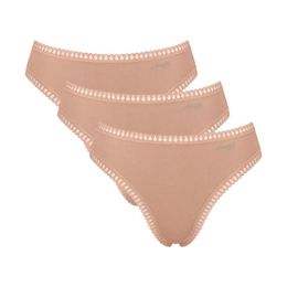 Sloggi Damen Sloggi Slip &raquo;GO Crush&laquo; mit Spitzendetails, Multipack, hoher Beinausschnitt braun S