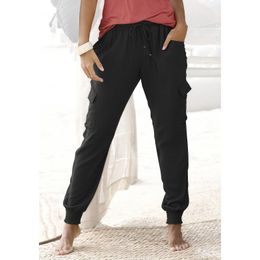 Lascana Damen Lascana Schlupfhose &raquo;f&uuml;r den Sommer aus leichter Viskose&laquo; mit Taschen, sommerliche Strandhose schwarz 38, N-Gr