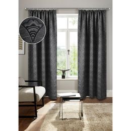 Bruno Banani Verdunkelungsvorhang &raquo;Alessio&laquo; Kr&auml;uselband 1 Stk. tlg. Elegantes Muster, Jacquard, verdunkelnder Vorhang, blickdicht,modern grau Polyester, Polyester 