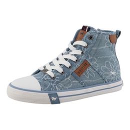 Mustang Shoes Damen Sneaker &raquo;Winona&laquo; High Top-Sneaker, Schn&uuml;rboots mit Bl&uuml;ten-Stickerei blau 36