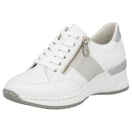 Rieker Damen Keilsneaker , Schn&uuml;rschuh, Halbschuh, Sneaker mit loser Einlage, schmale Form silber 39