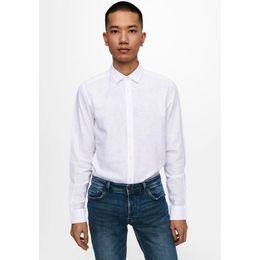 Only & Sons Only & Sons Herren ONLY & SONS Langarmhemd &raquo;ONSCAIDEN LS SOLID LINEN SHIRT NOOS&laquo; Baumwollmischung mit Leinen, slim fit wei&szlig; XL, N-Gr
