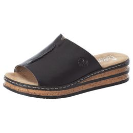 Rieker Damen Pantolette , Plateau, Sommerschuh, Schlappen in klassischer Optik schwarz 40