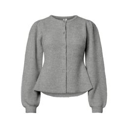 Pieces Damen Pieces Strickjacke &raquo;PCSILLY LS PUFF KNIT CARDIGAN NOOS BC&laquo; Materialmix grau S