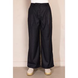 Zhrill Damen Bundfaltenhose &raquo;GRETA Hose&laquo; weite Passform, f&uuml;r den Alltag, mit Nadelstreifen, Materialmix schwarz 31, N-Gr