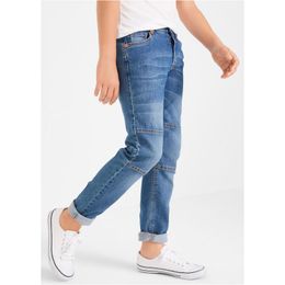 bonprix Kinder bonprix Regular-fit-Jeans robuste Verarbeitung an Kniepartie und Beinenden, 5-Pocket-Look blau 140, N-Gr