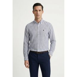 BOSS Herren BOSS Leinenhemd &raquo;LIAM&laquo; 100% Leinen Premium Sommerhemd, Button-Down-Kragen, regular fit blau XXXL (47/48), N-Gr