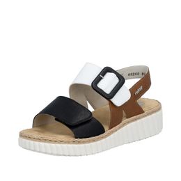 Rieker Damen Plateausandale Sommerschuh, Sandalette, Keilabsatz, in bequemer Form schwarz 41