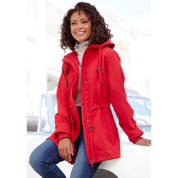 Vivance Active By Lascana Damen Vivance Active by Lascana Softshelljacke mit Kapuze mit Kordelzug an der Taille rot 40