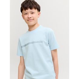Jack & Jones Jack & Jones Junior Kinder T-Shirt &raquo;JCOFUSION CHEST BRAND TEE SS CN JNR&laquo; Materialmix, regular Fit, Kurzarm blau 140